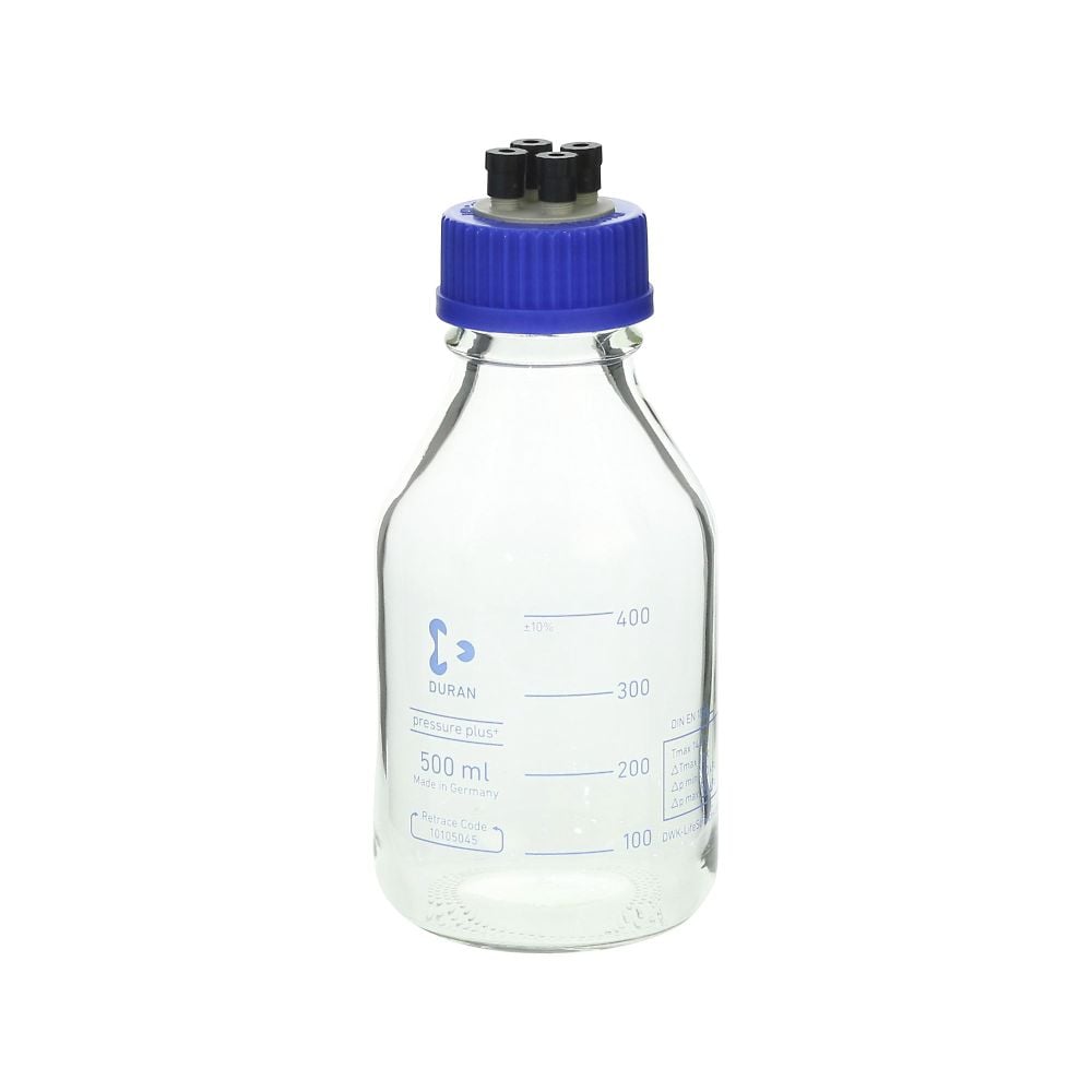 HPLC screw cap bottle with 4 port cap, 500mL, 1 box (2 pieces) 017270 ...