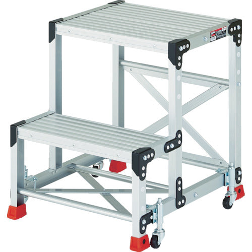 TRUSCO work platform, 2 steps, with spring casters, top height 0.6m, T ...